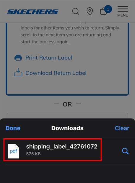 How can I find the return label I downloaded?